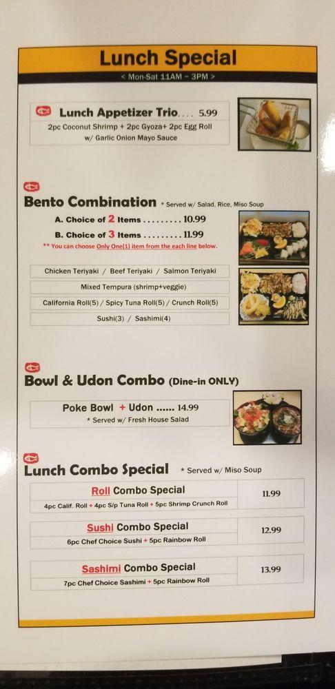 Menu at Sushi Boom restaurant, Orange
