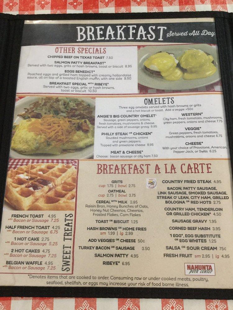 Menu at Angie's Restaurant, Garner