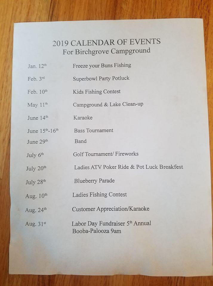 Menu at Birchgrove Campground pub & bar, Iron River