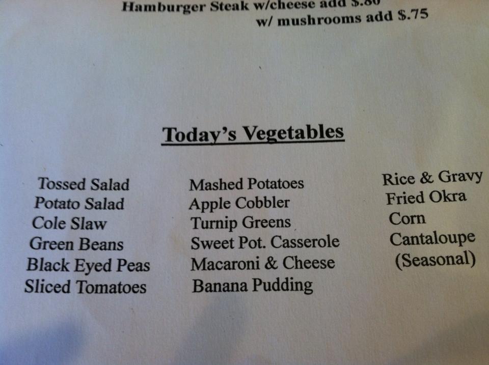 Menu at Clock Restaurant, Greer