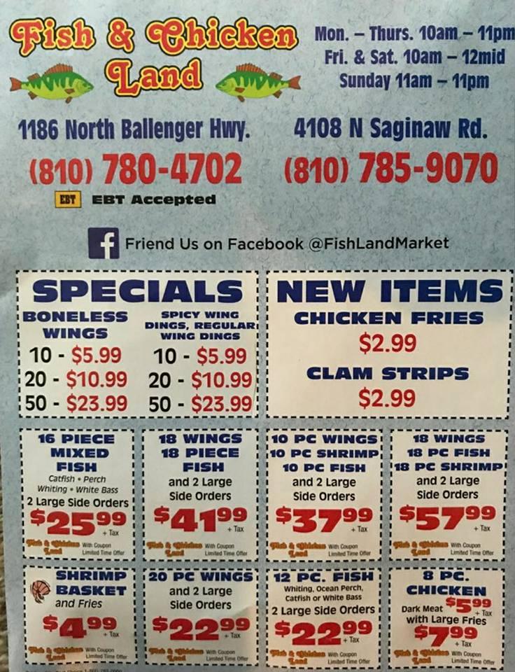 Menu at Fish & Chicken Land-Ballenger Hwy restaurant, Flint