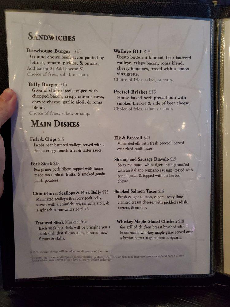 Menu at Jacobs Brewhouse & Grocer restaurant, Deadwood