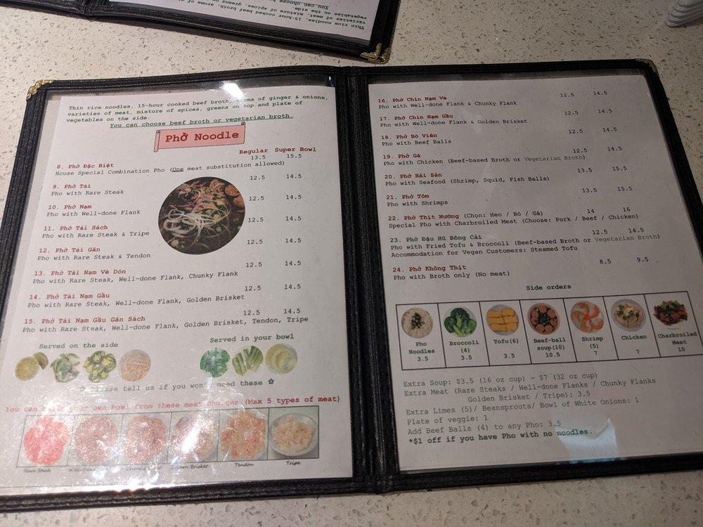 Menu at Pho Super Bowl Alhambra restaurant, Alhambra