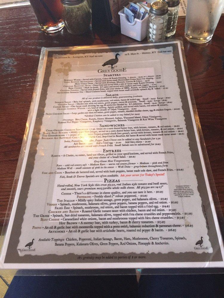 Menu at The Grey Goose pizzeria, Midway, 133 E Main St