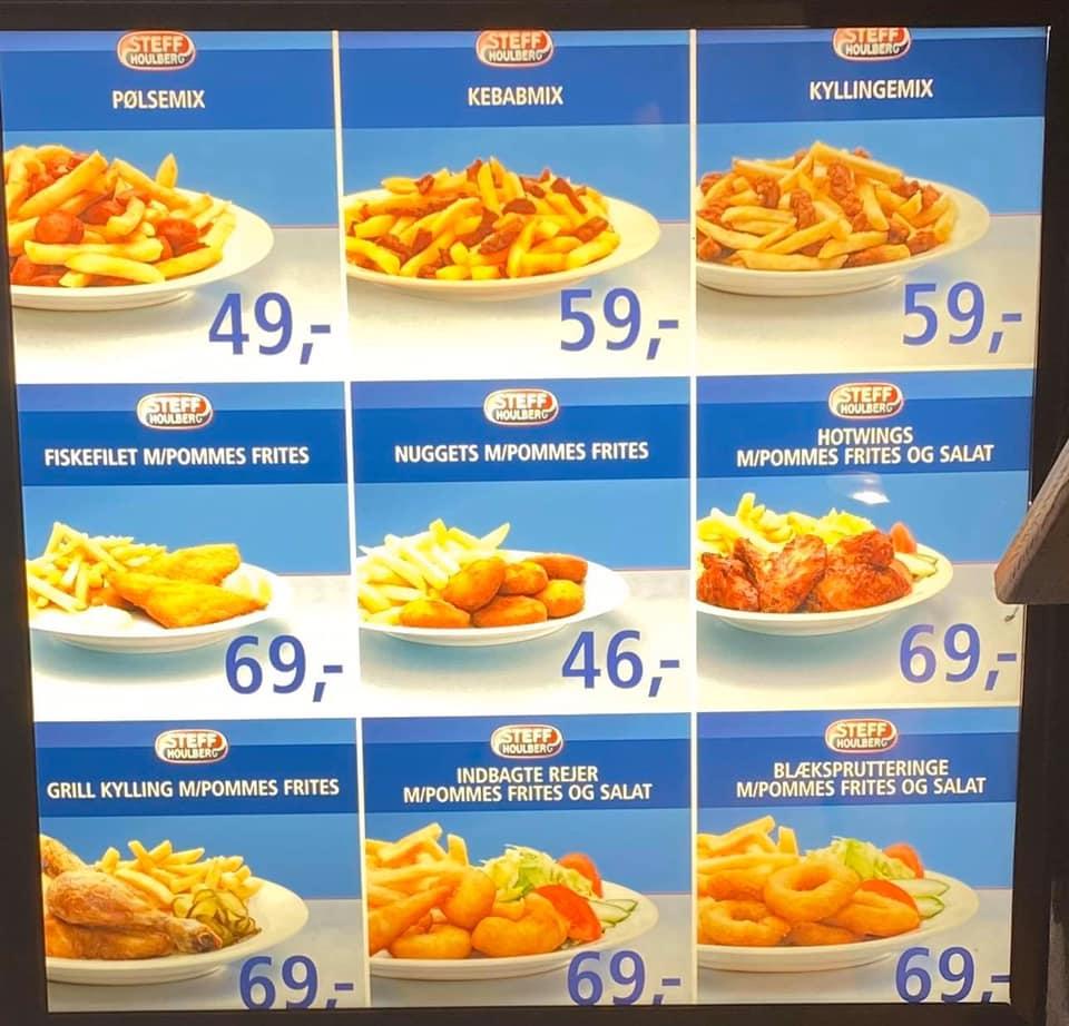 Menu at Blue Burger restaurant, Frederikshavn
