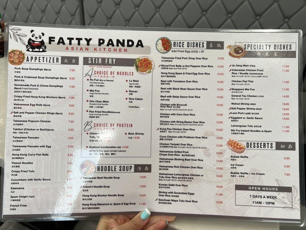 Menu at Sharetea Fatty Panda restaurant, Maple Glen