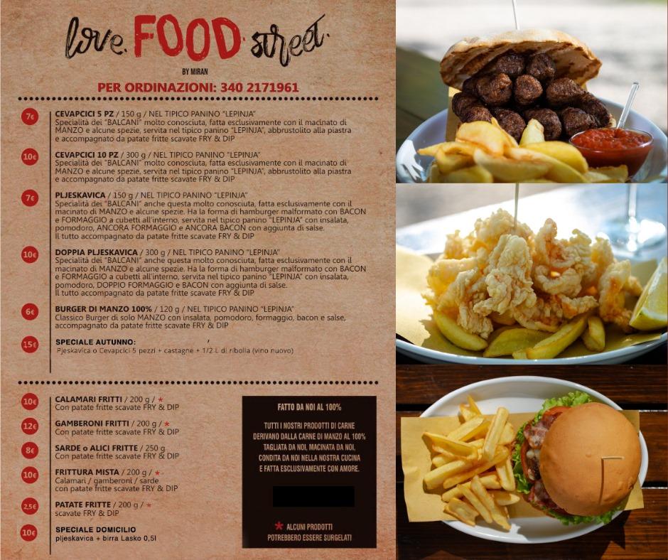 Menu at Love Food Street restaurant, Udine