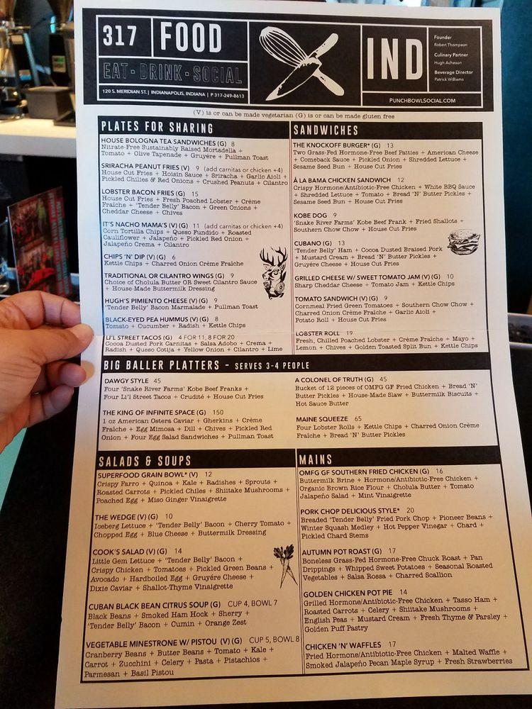 Menu at Punch Bowl Social Indianapolis pub & bar, Indianapolis, 120 S ...