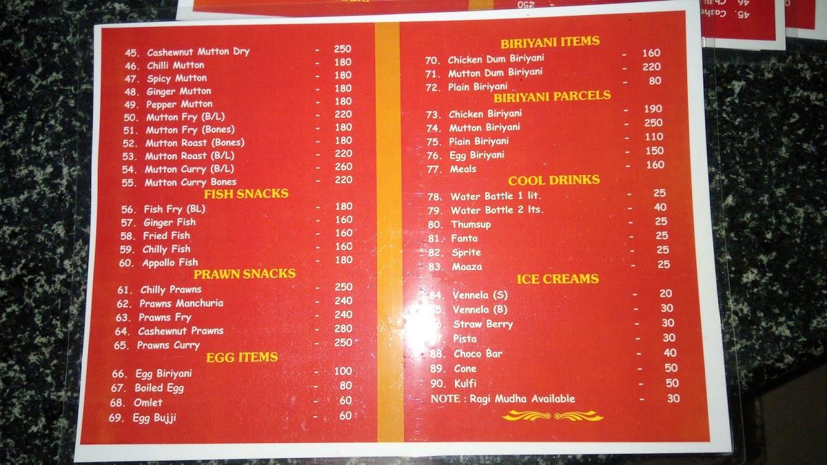 Menu at Relax Irani Cafe, Tirupati