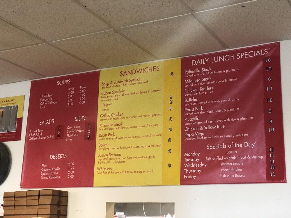 Menu at Spain Restaurant and Toma Bar, Tampa