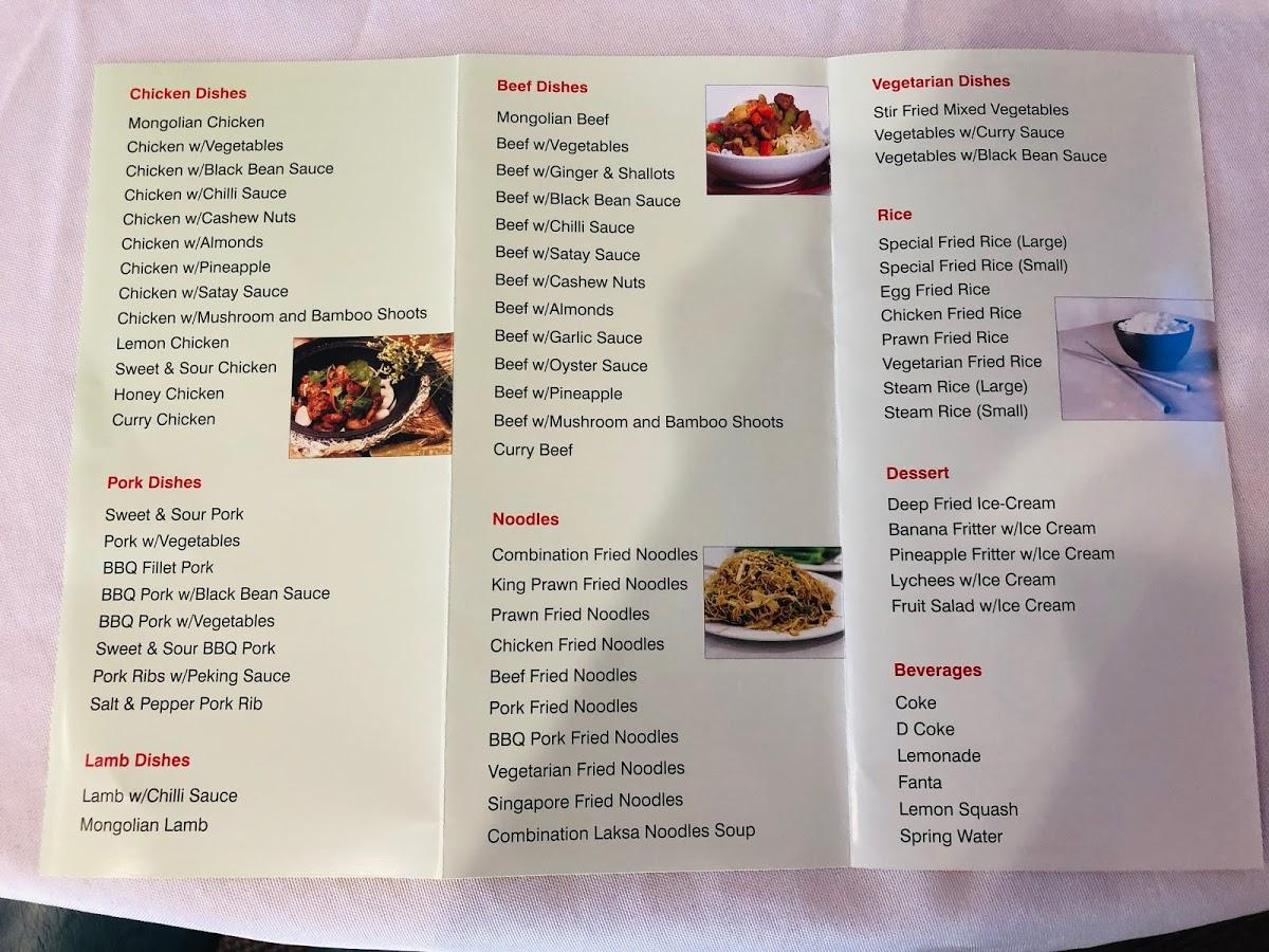 Menu at Hong Kong Chinese Takeaway Restaurant, Mareeba