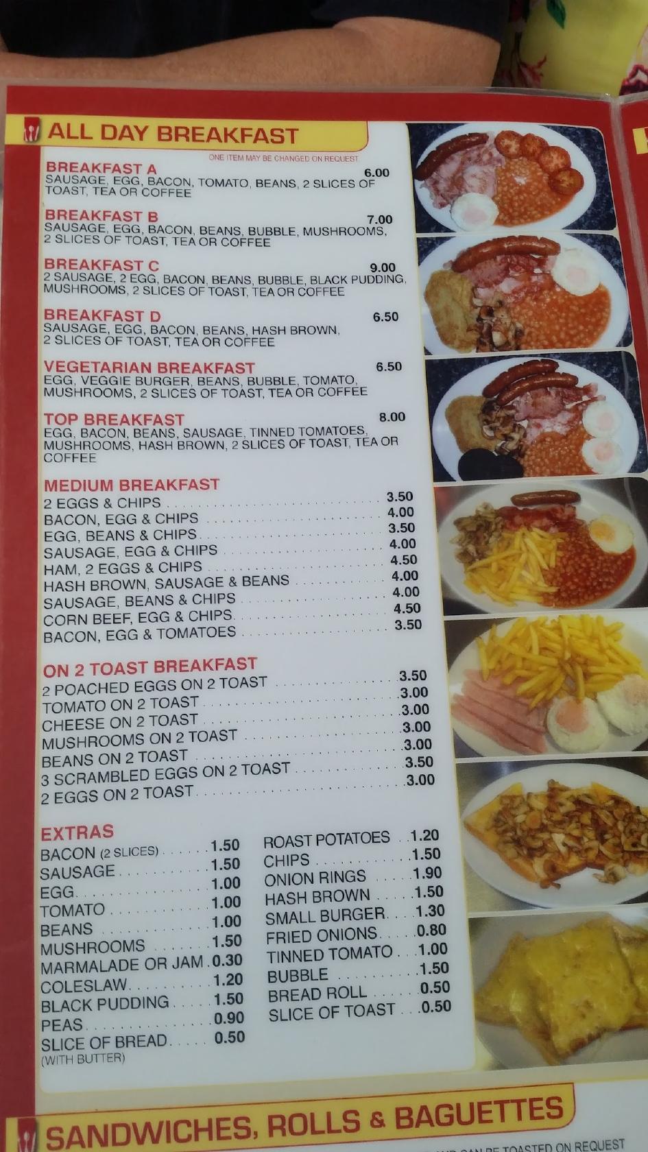 Menu at Street Cafe, Ely