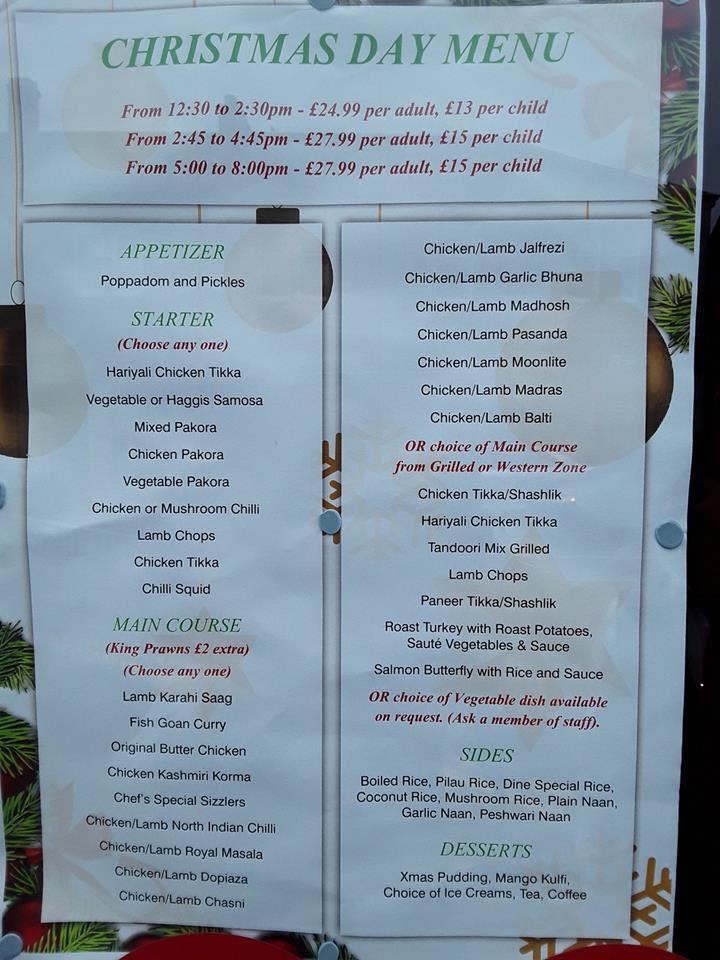 Menu at The Dine Indian Restaurant, Broxburn