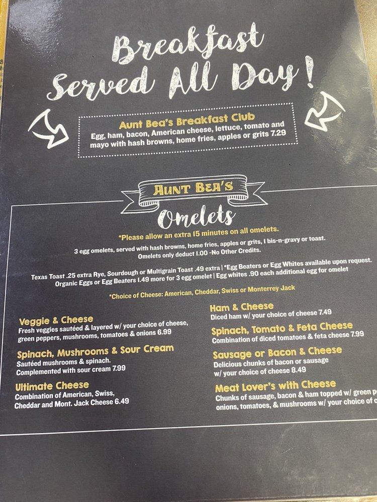 Menu at Aunt Bea's Home Cooking restaurant, Greeneville