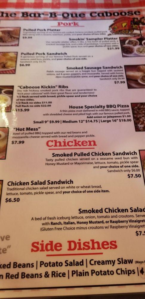Menu at BBQ Caboose Cafe, Lynchburg, 217 Main St
