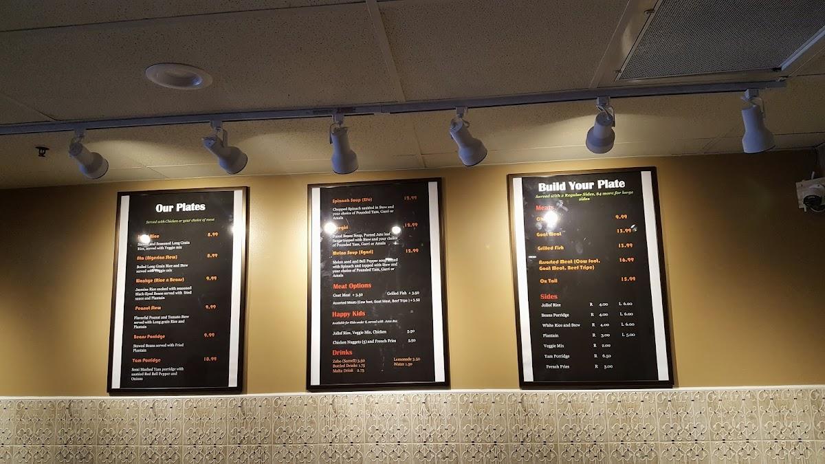 Menu at CHOBAS African Kitchen restaurant, Waldorf