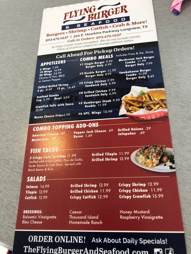 Menu at Flying Burger & Seafood restaurant, Longview