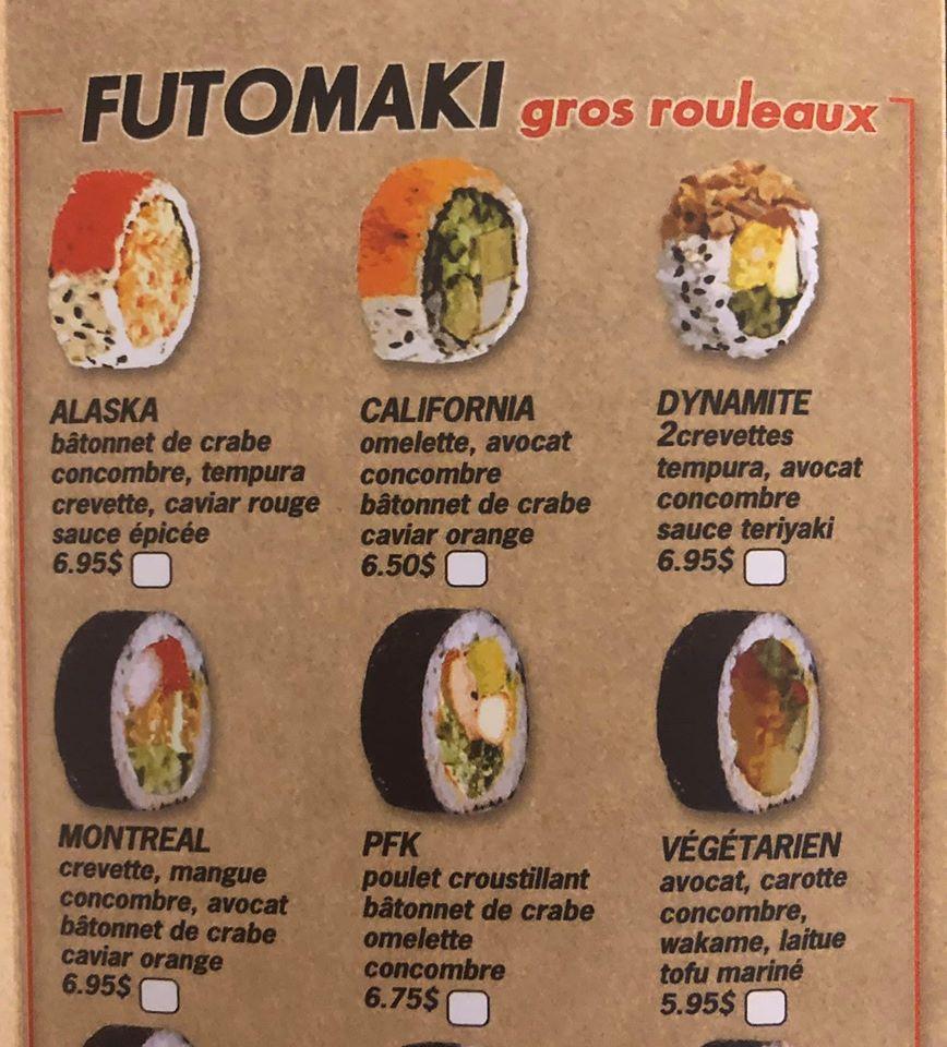 Menu at Maki Maki Sushi restaurant, Varennes