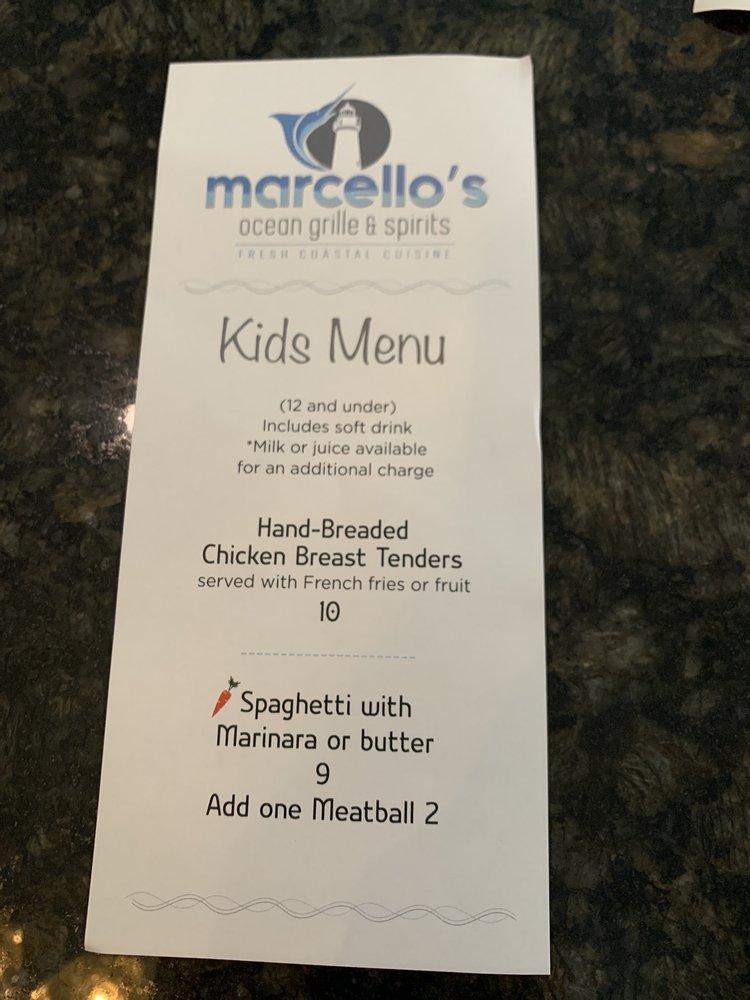 Menu at Marcello's Ocean Grille & Spirits pub & bar, Port Isabel
