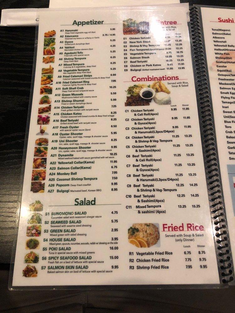 Menu at Yama Restaurant, Fallbrook