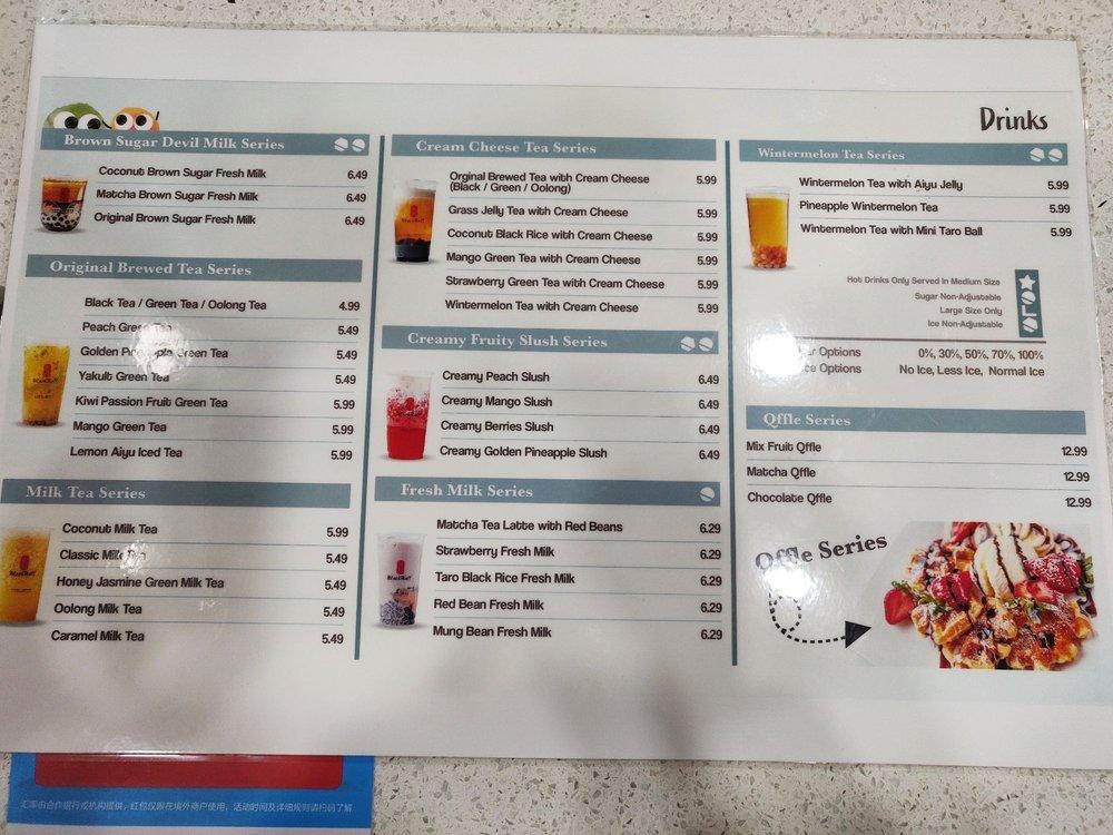 Menu at Blackball Dessert Toronto黑丸嫩仙草 desserts, Toronto