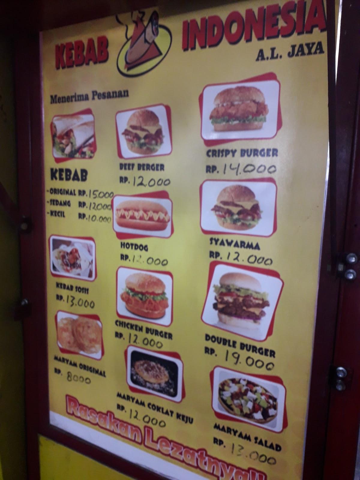Menu at Kebab Indonesia cafe, Malang, Jl. Rogonoto No.16