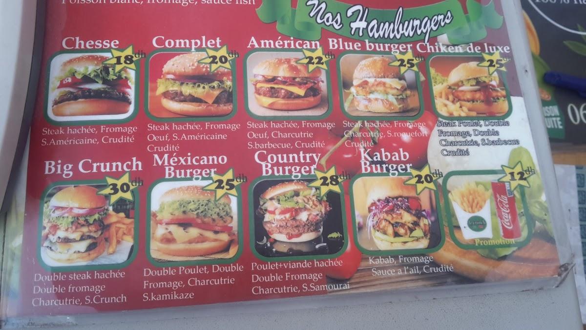 Menu at Le Crunch restaurant, Casablanca