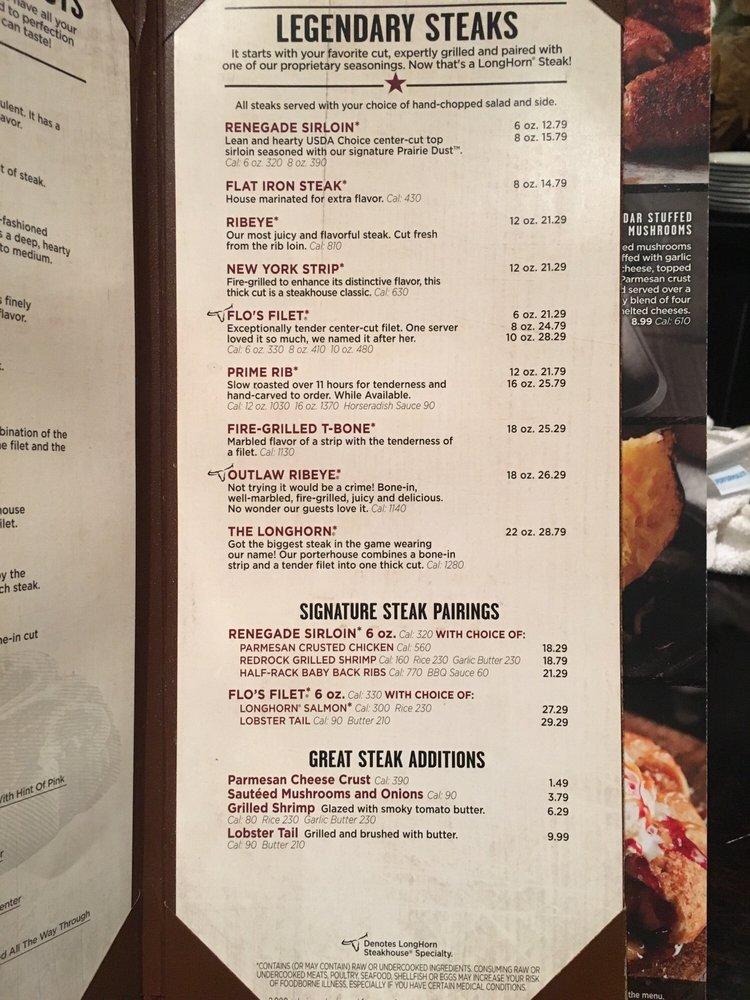 Menu at LongHorn Steakhouse, York
