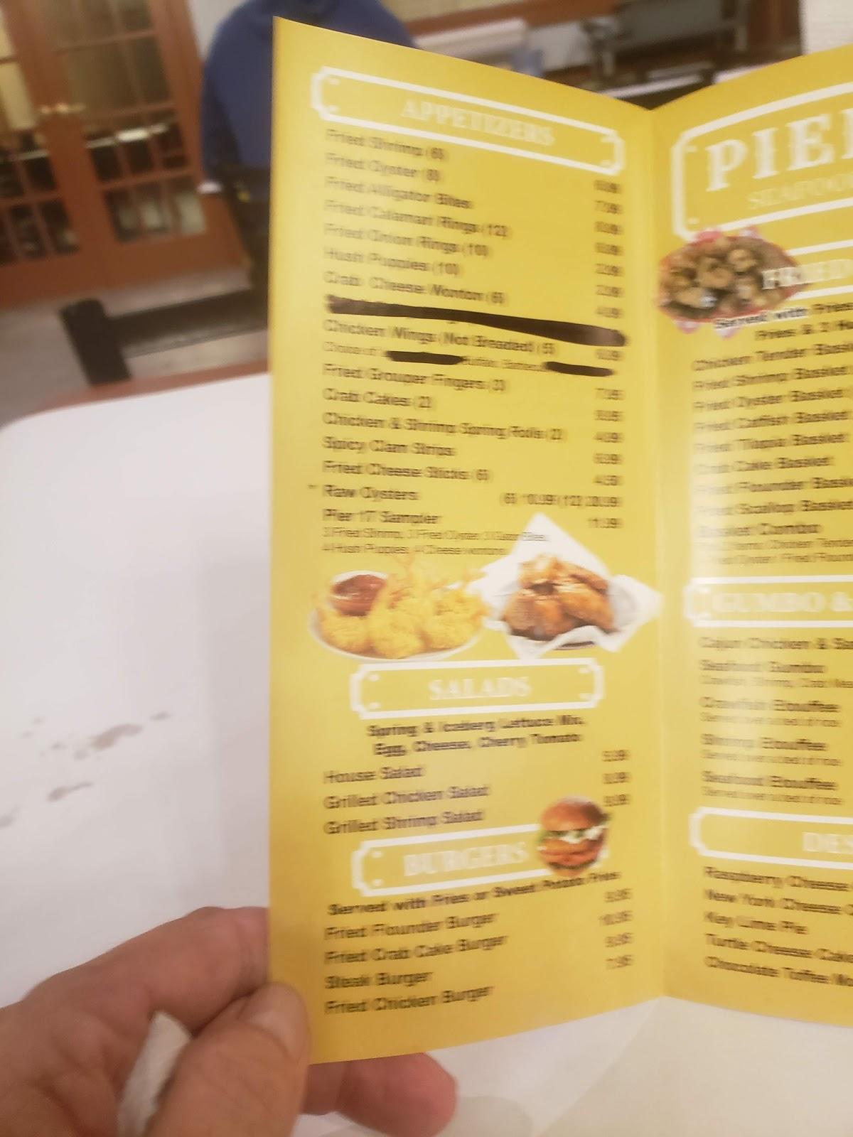 Menu at Pier 17 pub & bar, Elizabeth City, 406 Halstead Blvd