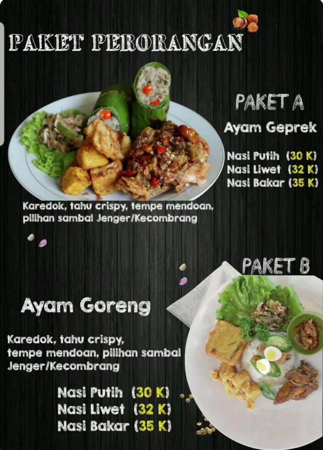 Menu at Saung Injuk Soreang restaurant, Bandung