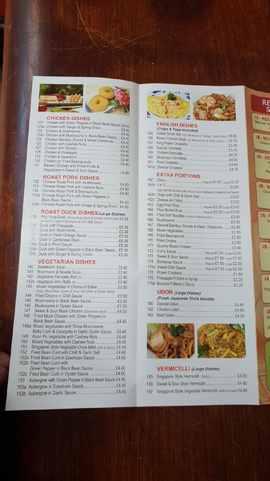 Menu at Yau's Kitchen restaurant, Nottingham