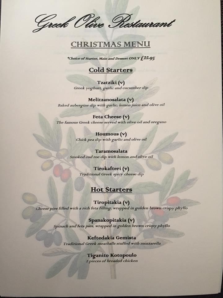 Carta del restaurante Greek Olive, Swindon