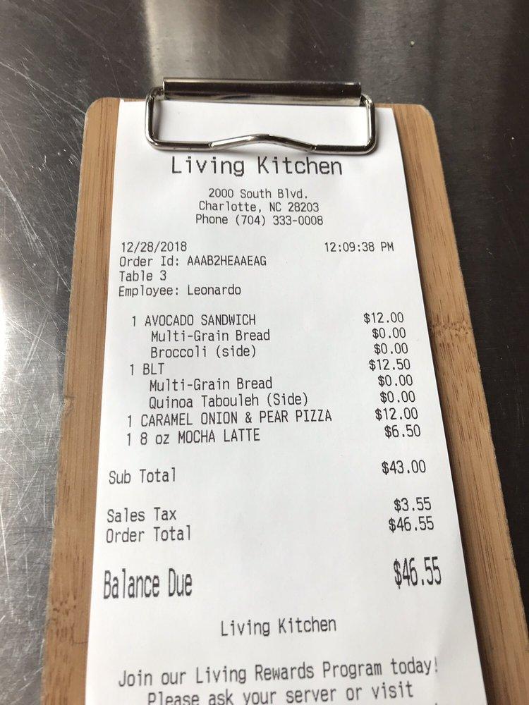 Menu at Living Kitchen restaurant, Charlotte, South Blvd Suite 300