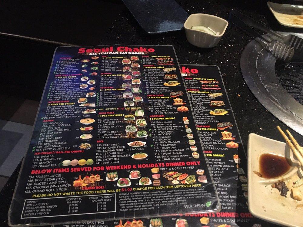 Carta del restaurante Seoul Chako, Montréal