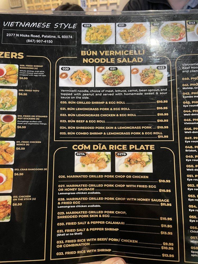 Menu at Viet Taste pub & bar, Palatine