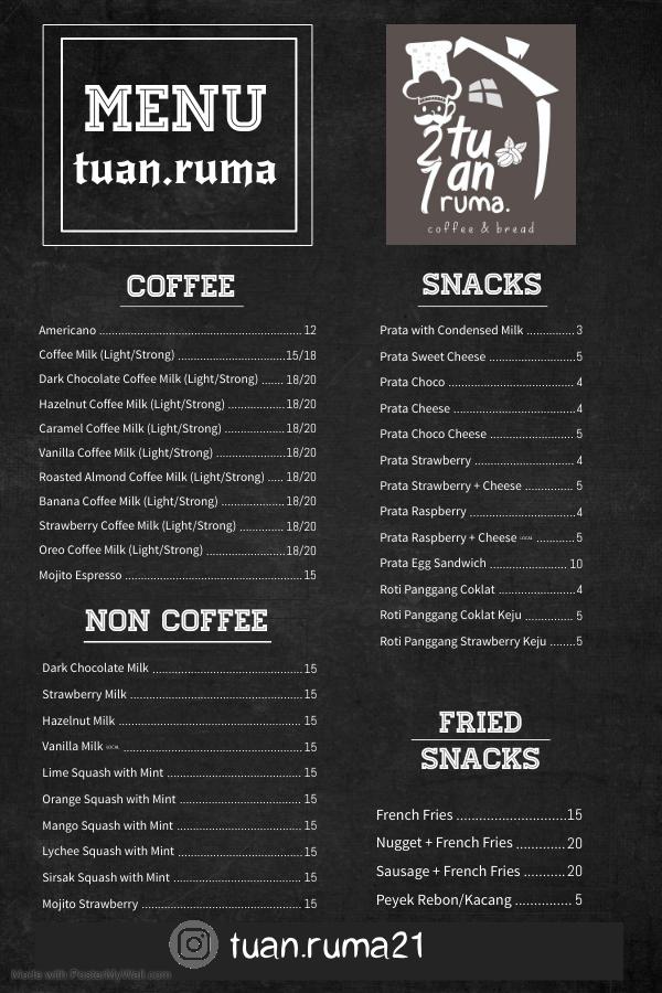 Menu at tuan.ruma coffee & bread cafe, Balikpapan