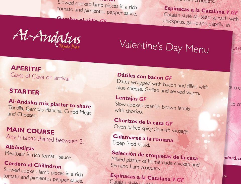 Menu at Al-Andalus pub & bar, Oxford