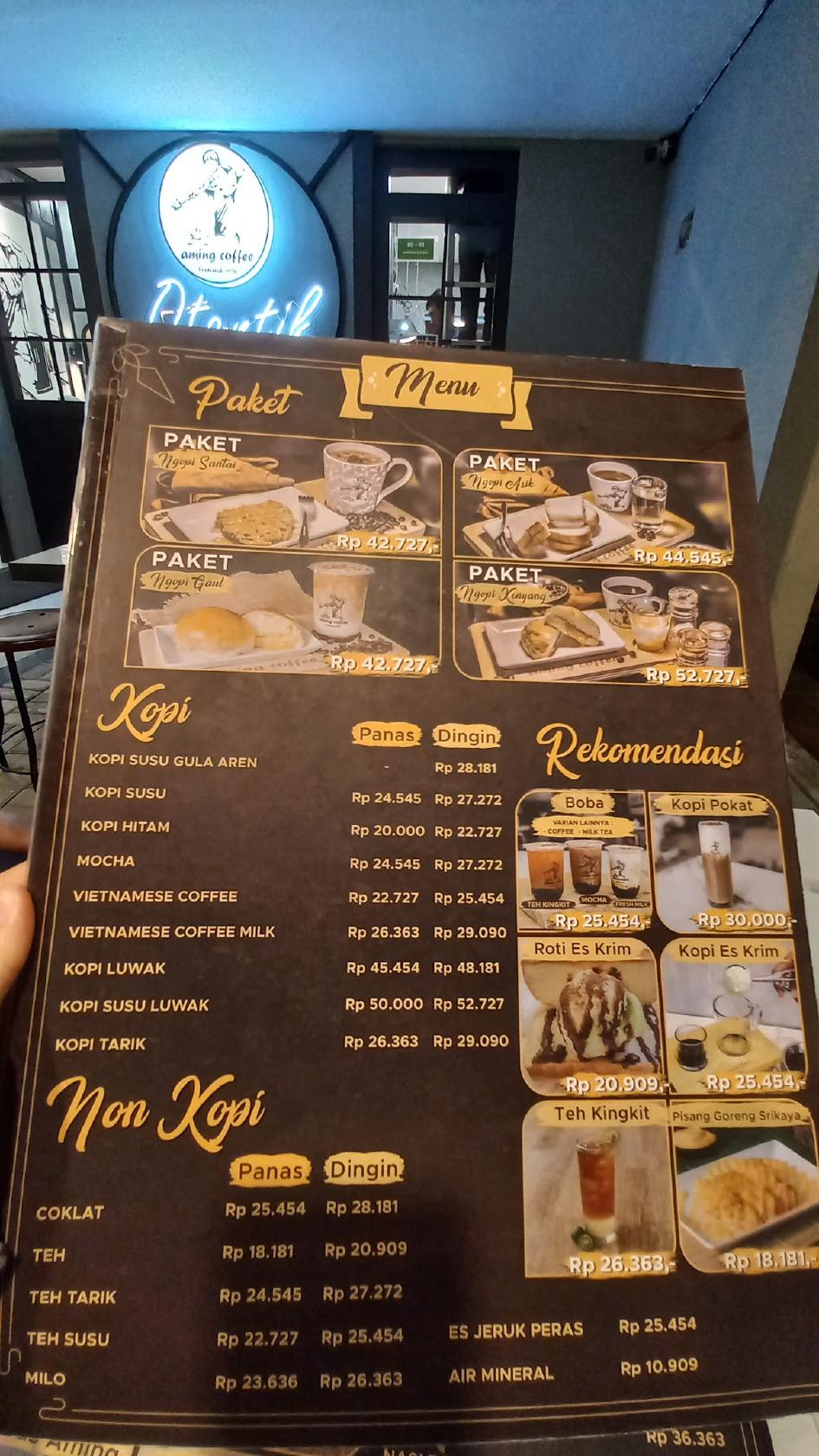 Menu at Aming Coffee Bandung, Padalarang