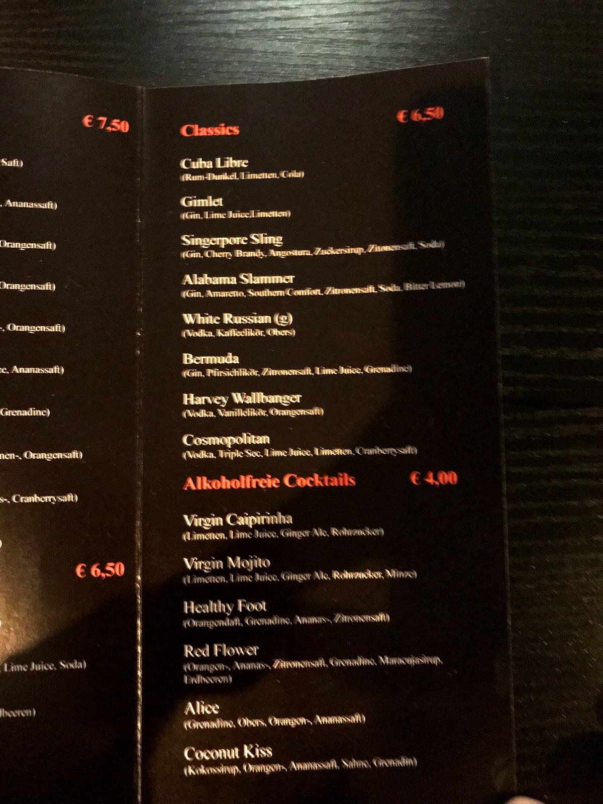 Menu at CCI Cafe GmbH, Vienna