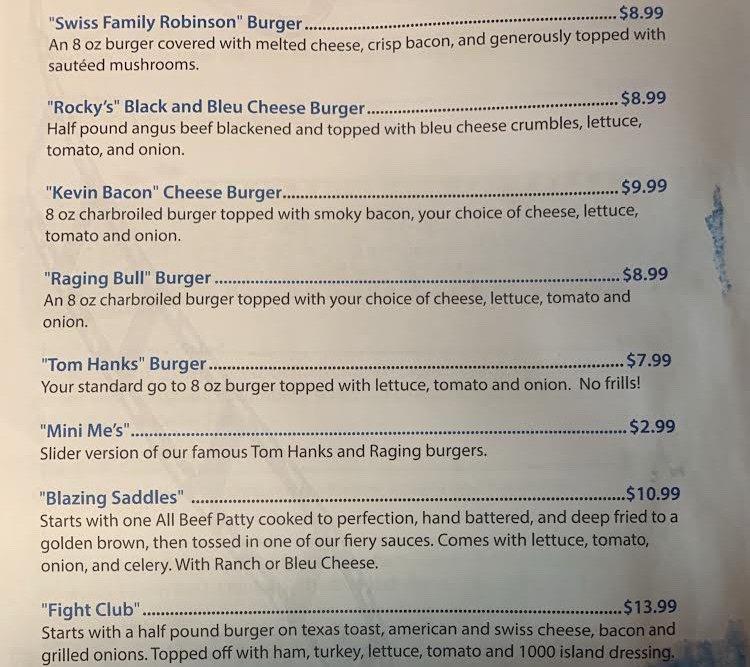 Menu at Cinema Tavern pub & bar, Villa Rica