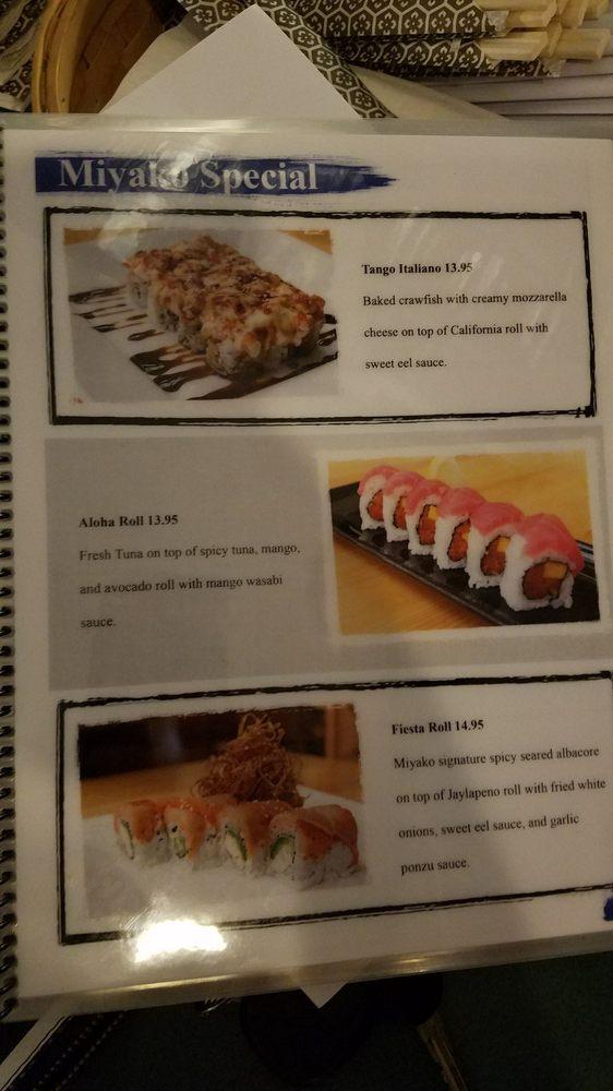 Menu at Miyako Japanese Restaurant, San Clemente