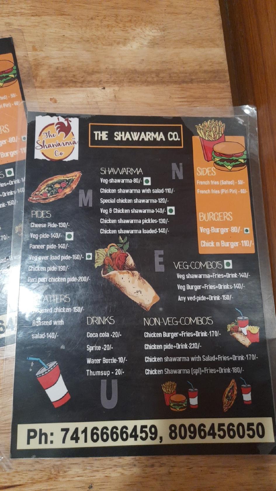 Menu at The shawarma company, Vijayawada, opposite More super market
