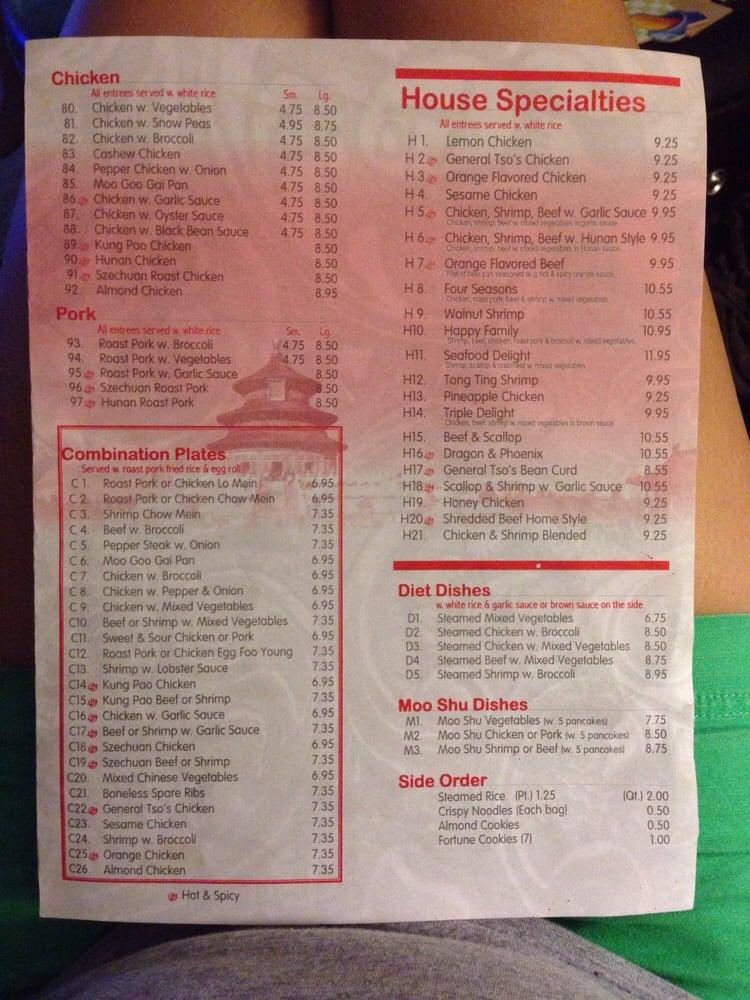 Menu at Top China restaurant, Bella Vista