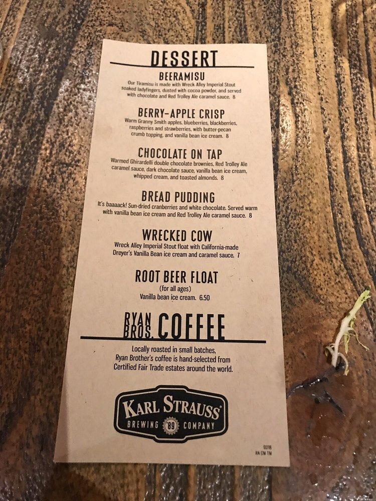 Menu at Karl Strauss Brewing Company pub & bar, Temecula
