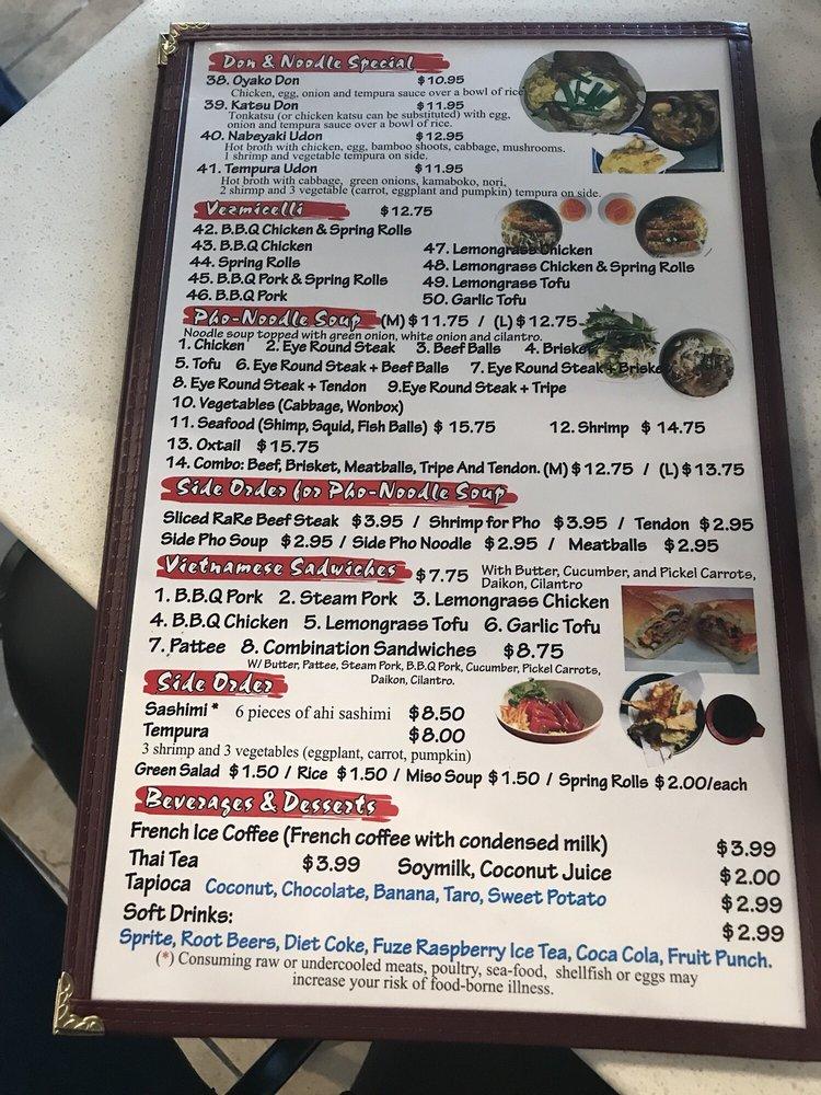 Menu at Saito & Pho III restaurant, Mililani