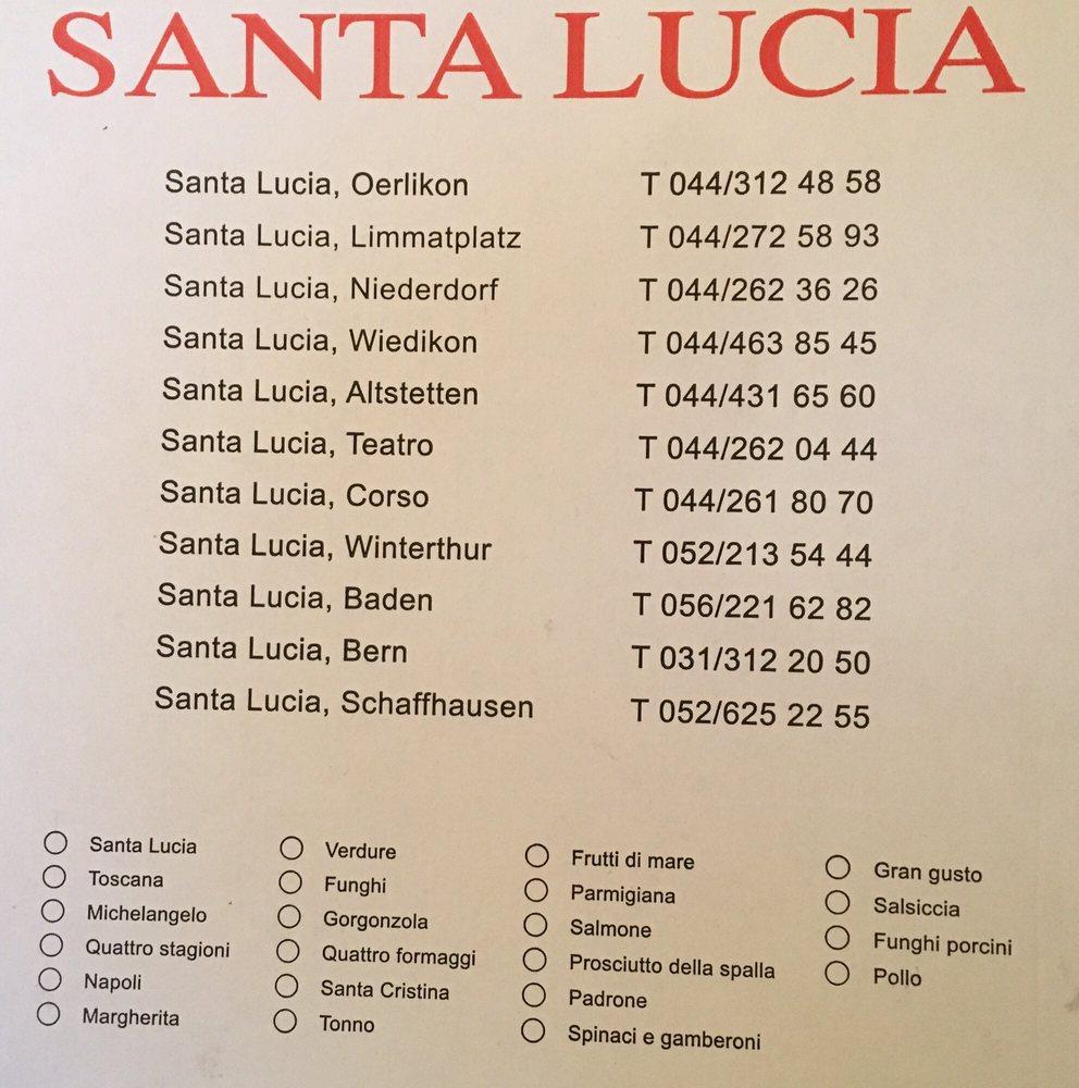 Menu da Santa Lucia, Zurigo, Marktgasse 21