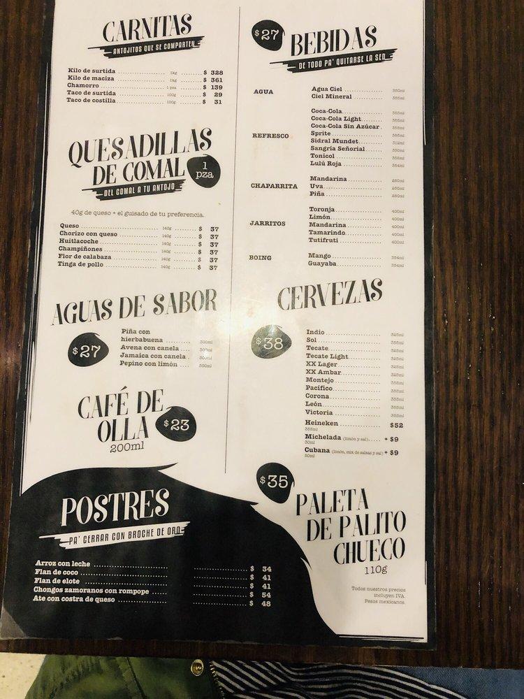 Carta del restaurante Taquería El Caifán Alameda, Ciudad López Mateos