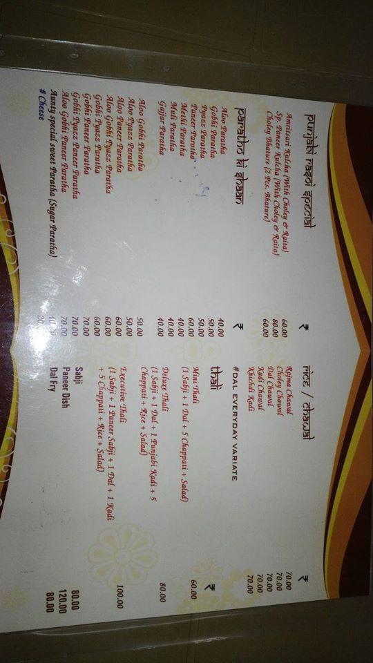 Menu at punjabi rasol parathe, Surat, 1