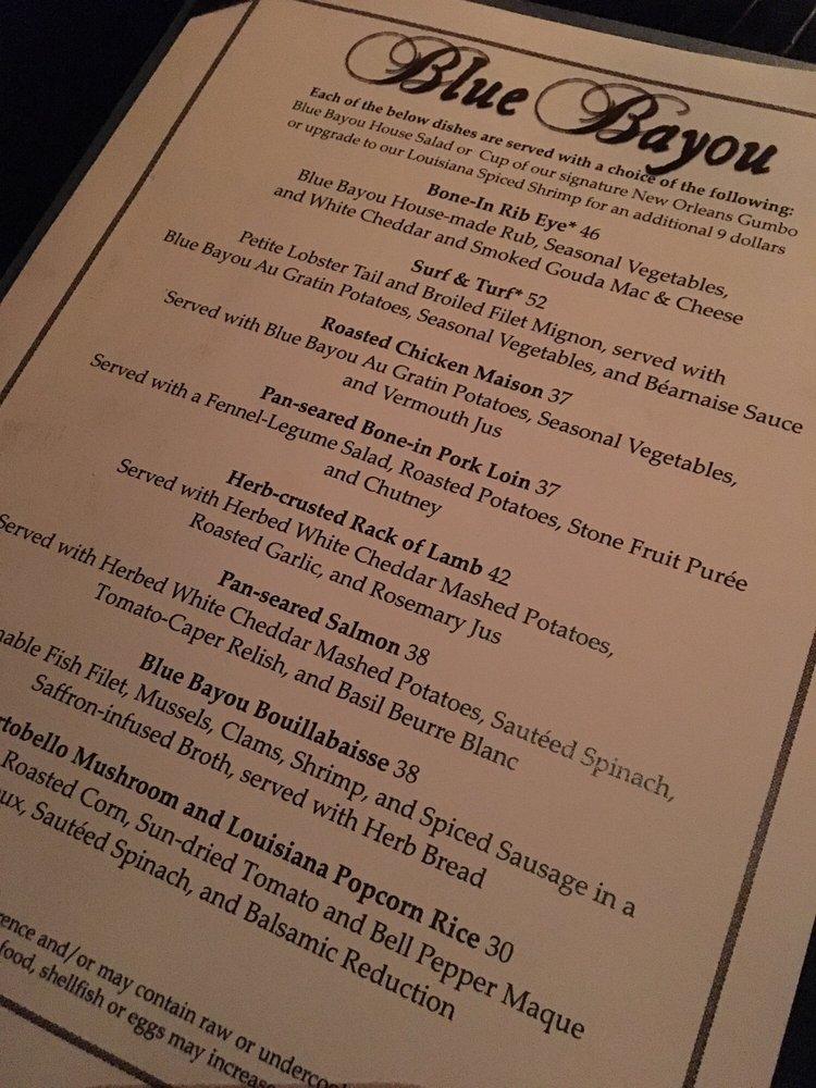 Menu at Blue Bayou Restaurant, Anaheim, S Harbor Blvd
