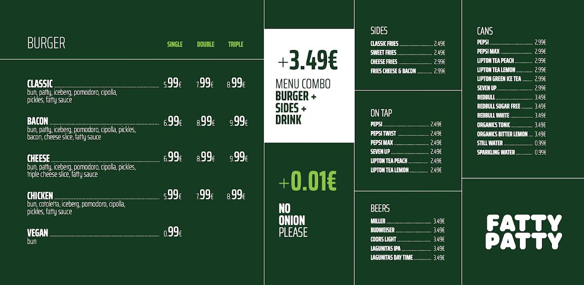 Menu da Fatty Patty - Padova ristorante, Padova